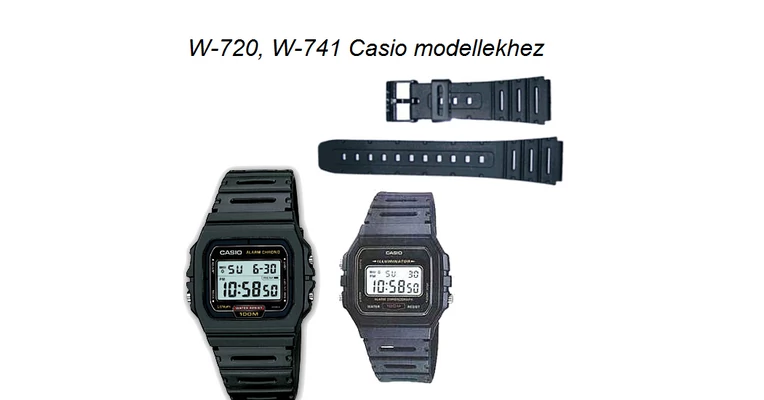 W-720 W-741 Casio fekete műanyag szíj
